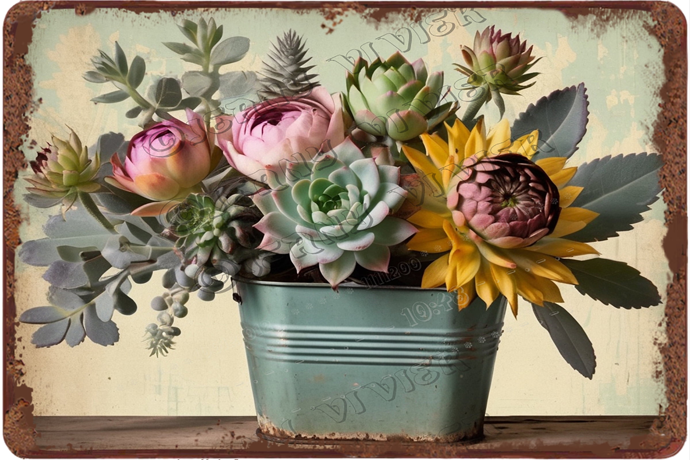 Succulent Decor Vintage Aluminum Sign Retro Metal Sign Southwestern ...