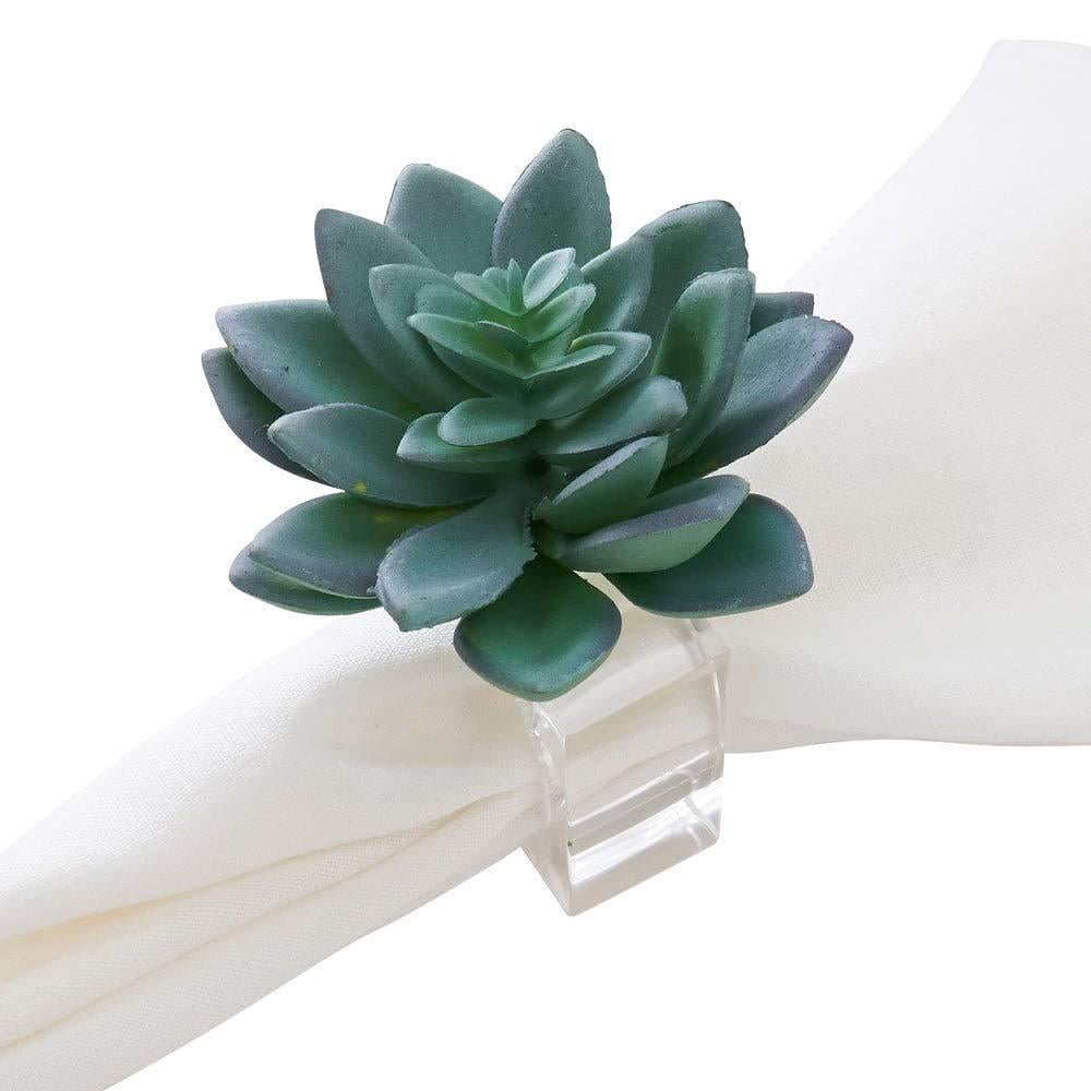 Succulent Design Decorative Napkin Rings, Set of 4 Plan Napkin Holders ...