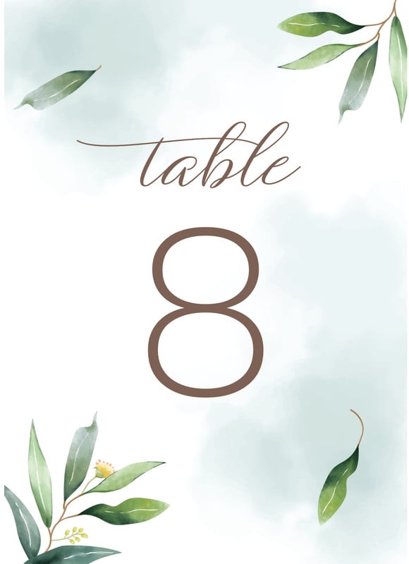 Succulent Design Table Number Cards Double Sided Party Table Numbers ...