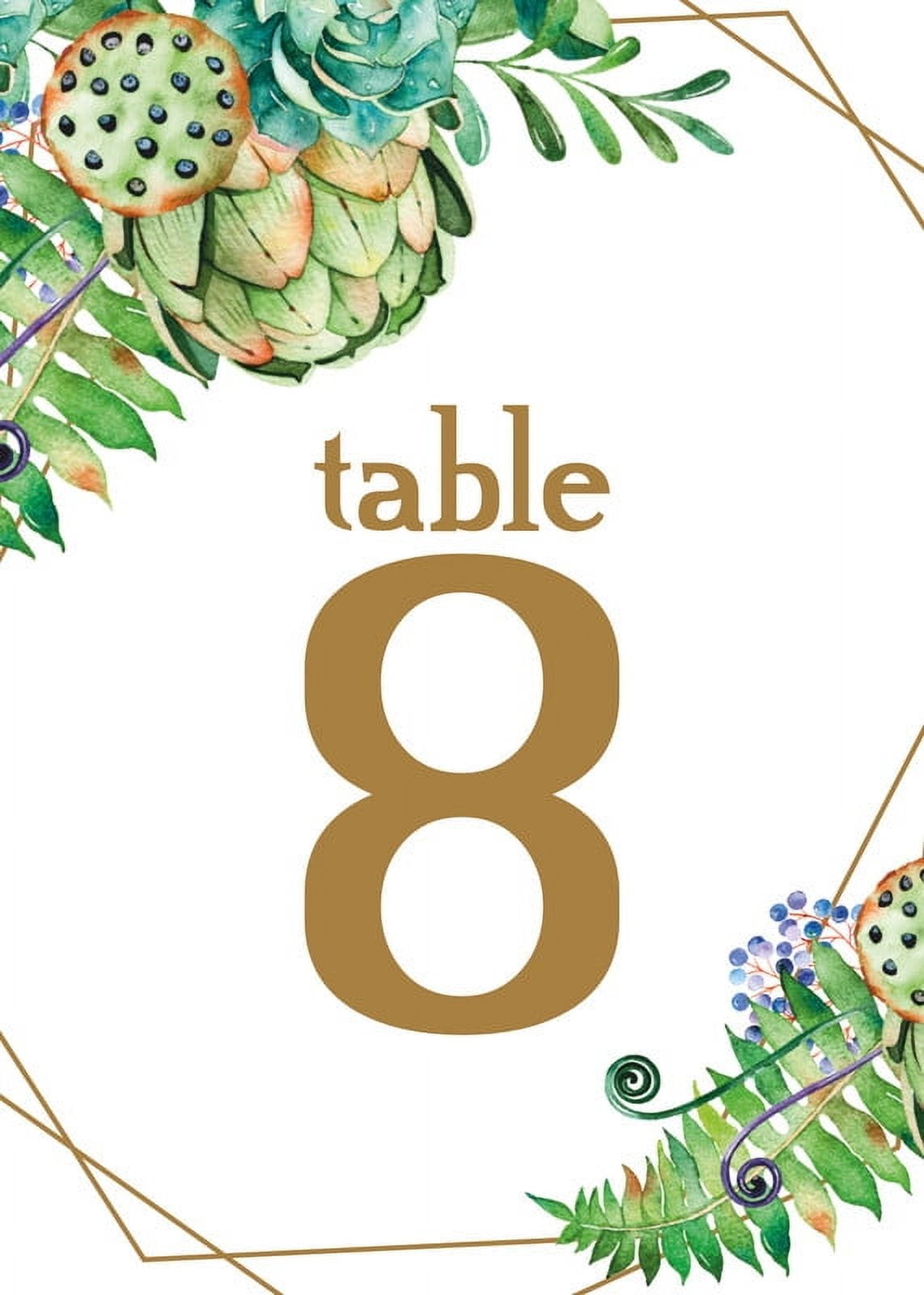 Succulent Design Table Number Cards Double Sided Party Table Numbers ...