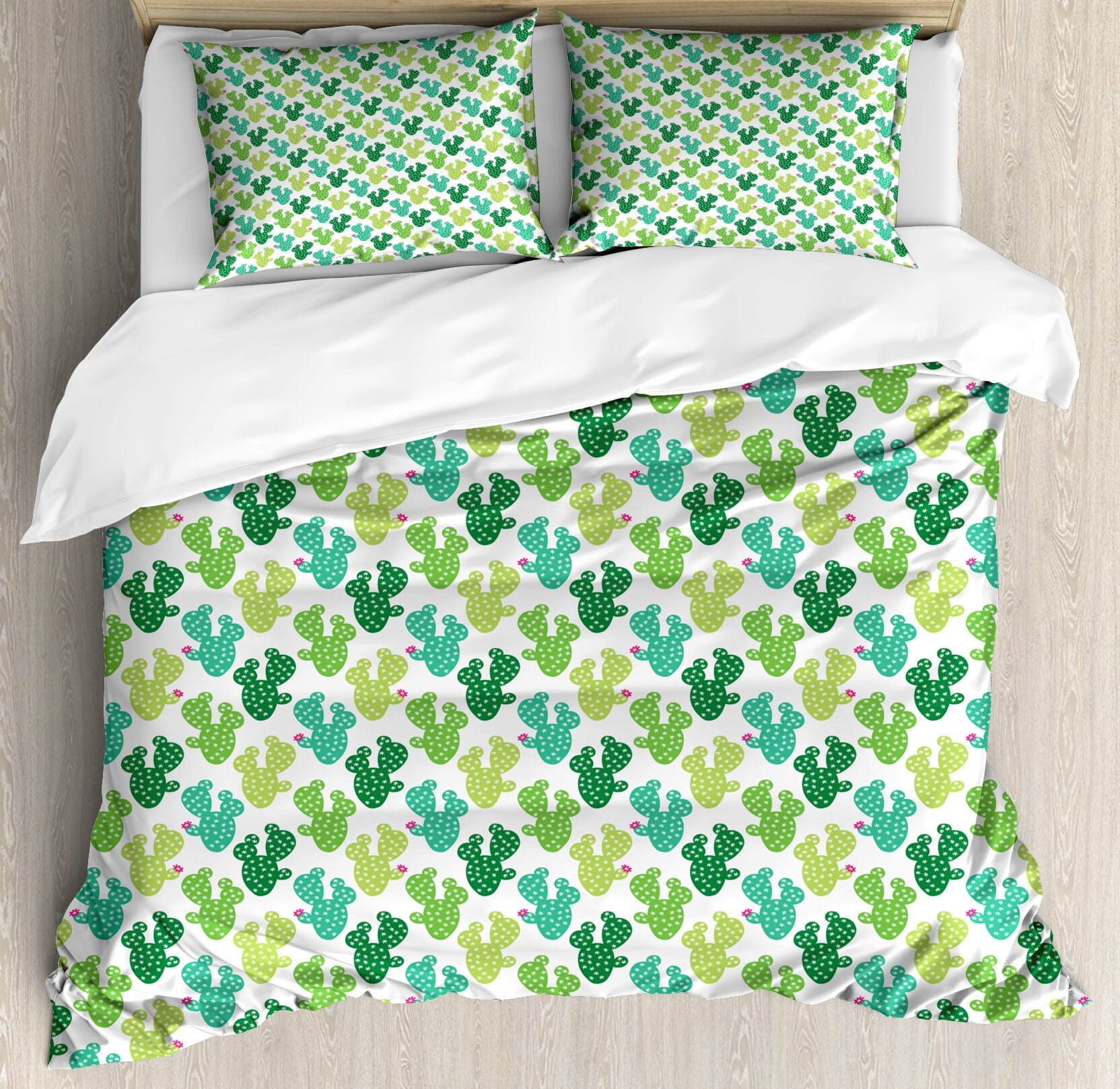 Succulent Duvet Cover Set, Cactus with Flower Spikes Desert Plantation ...