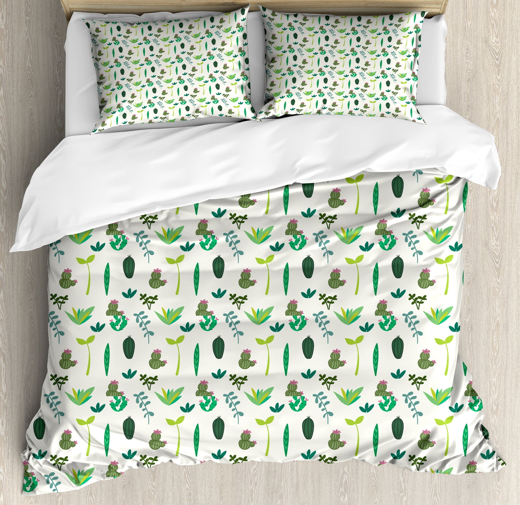 Succulent Duvet Cover Set, Forest Flora with Cactus Plants Exotic ...