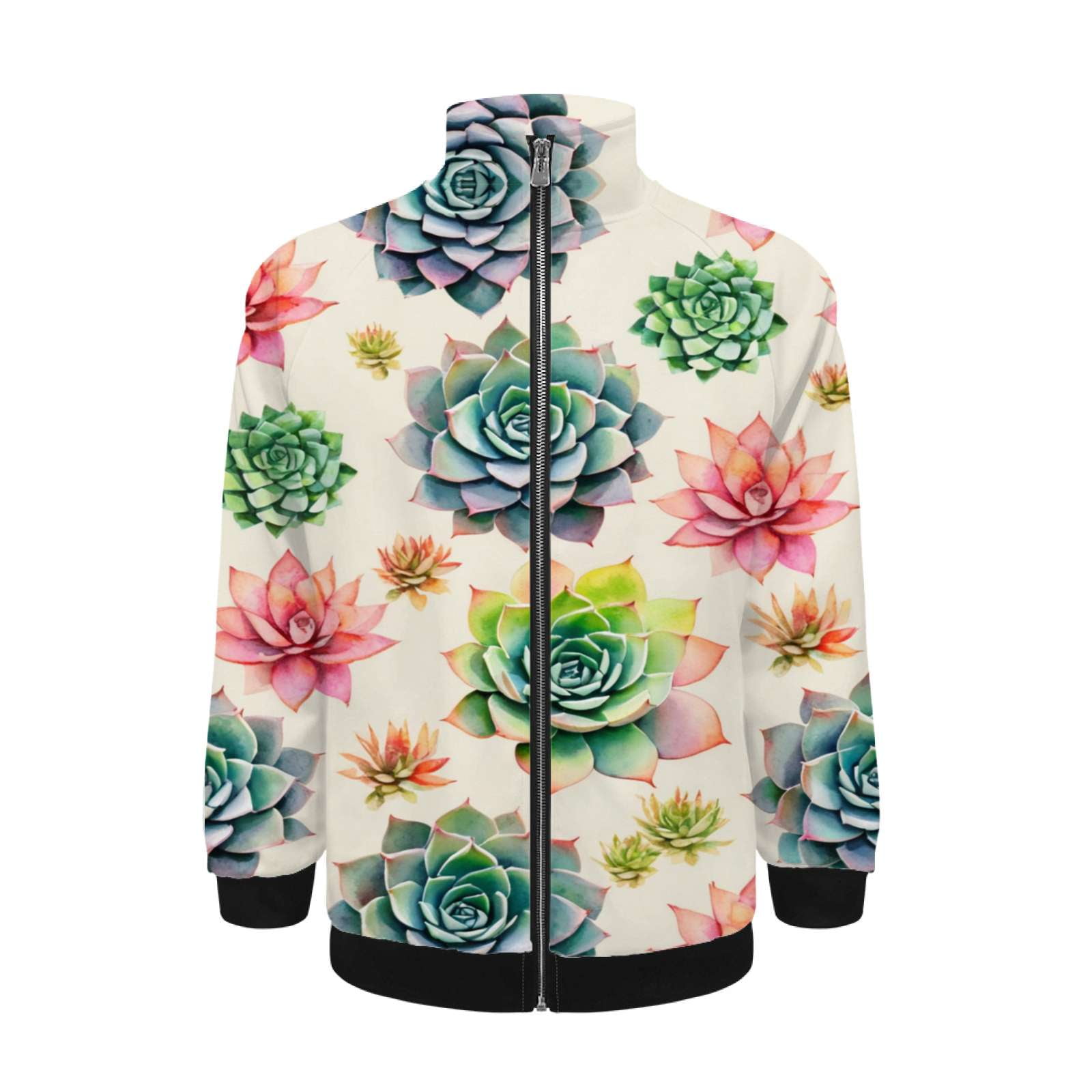 Succulent Floral Pattern Jacket Men's Street Cool Long Sleeves Coat ...