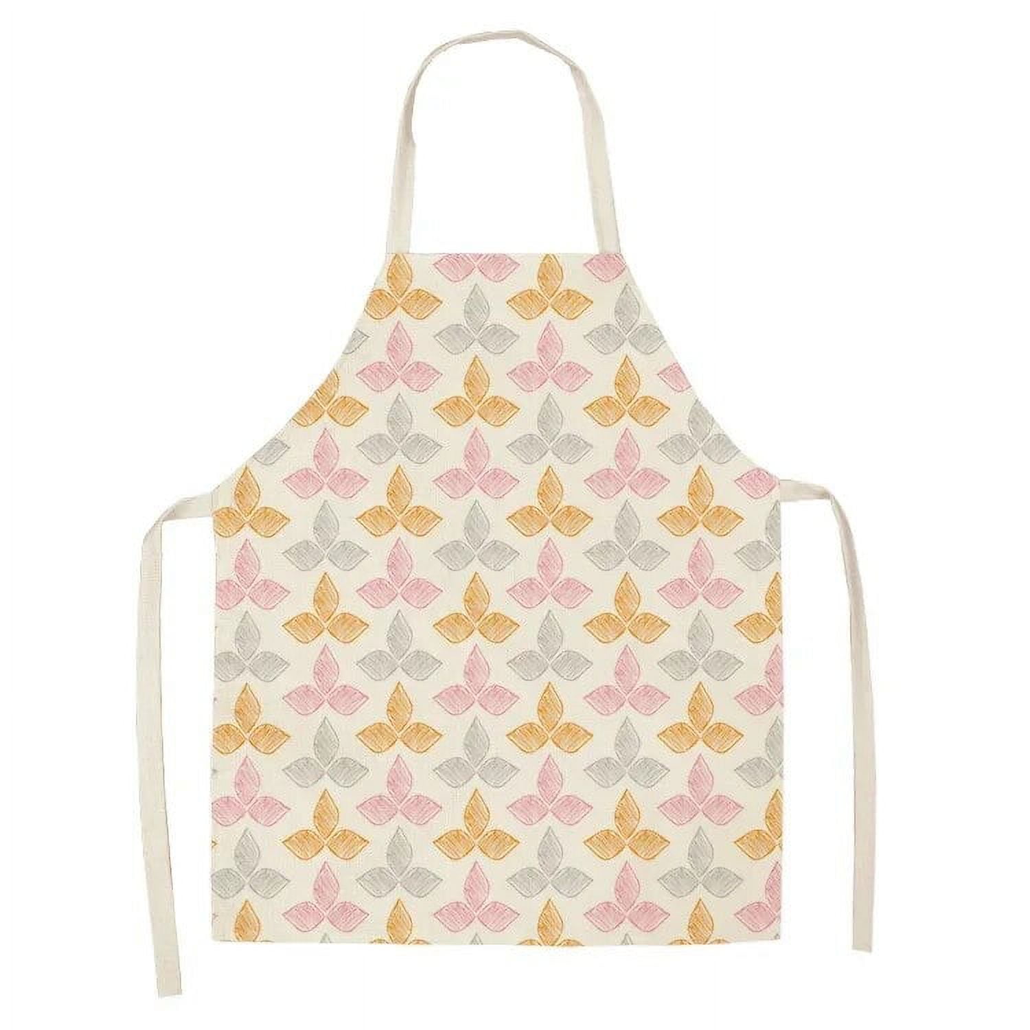 Pattern Kitchen Apron for Woman Leaves Sleeveless Cotton Linen Aprons ...
