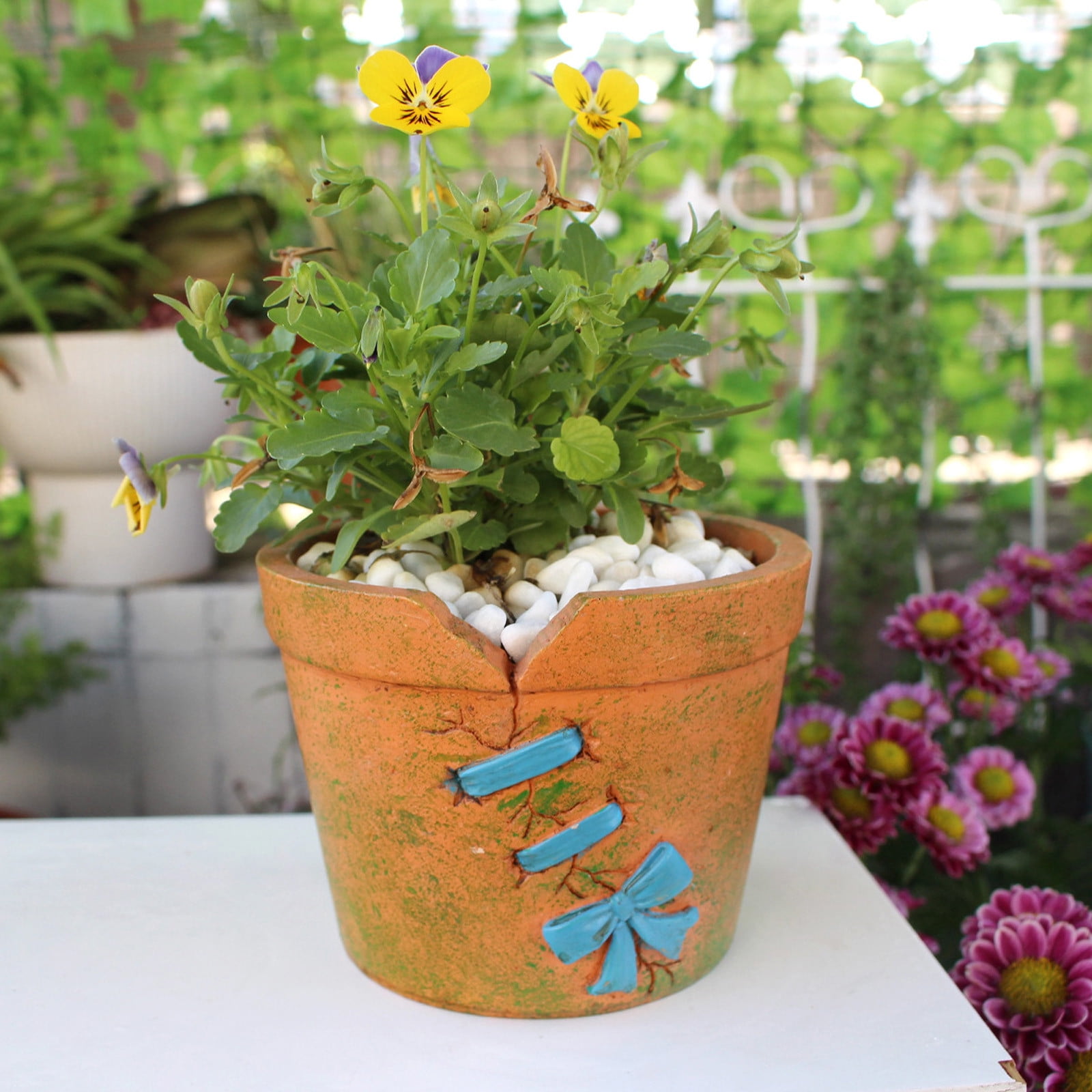 Succulent Flower Pot Resin Sewing Designs Flower Pot Relief Heart Knot ...