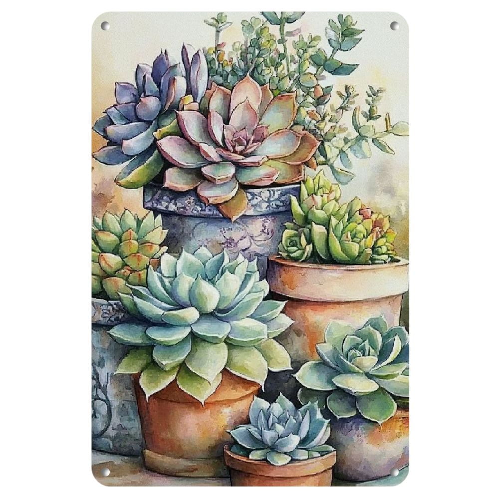 Succulent Garden Aluminum Sign – Reusable, Weather-Resistant Metal Wall ...