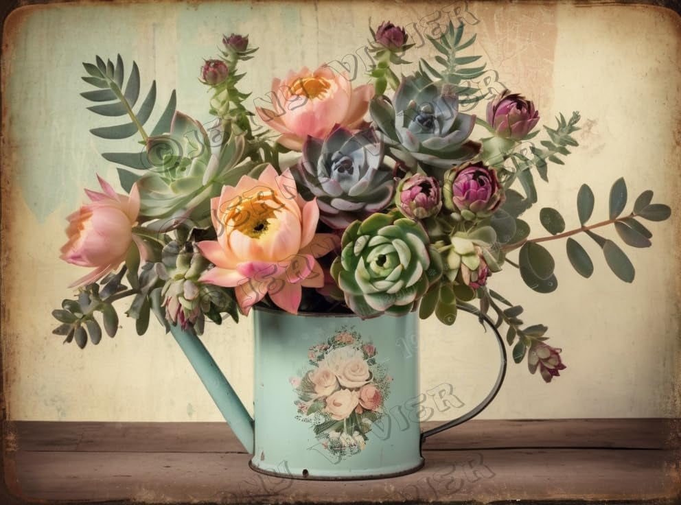 Succulent Garden Sign, Succulent Decorations for Kitchen, Metal ...