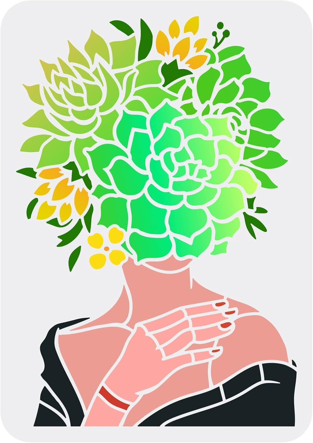 Succulent Girl Painting Stencil 11.7x8.3 inch Decorative Succulent ...