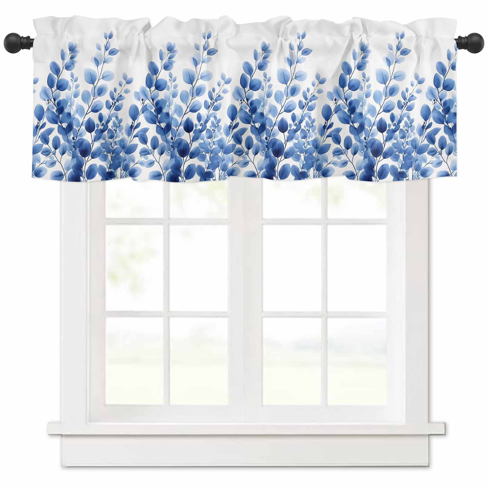 Succulent Green Blue Pink Valances for Windows Farmhouse Kitchen ...