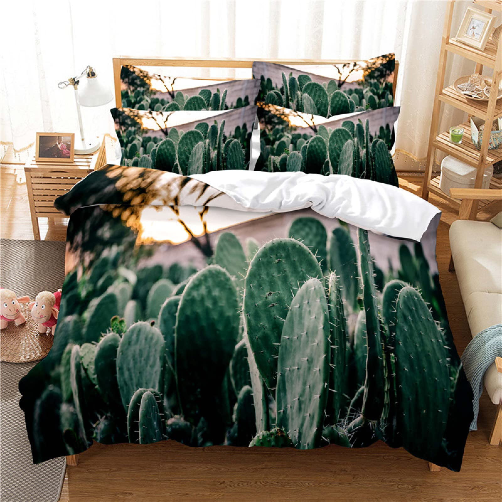 Succulent Green Plant Duvet Cover Tropical Botanical Comforter Cover ...