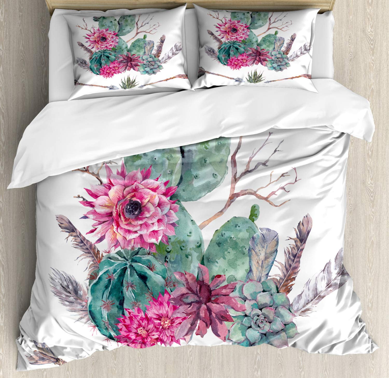 Succulent Green Plant Duvet Cover Tropical Botanical Comforter Cover ...