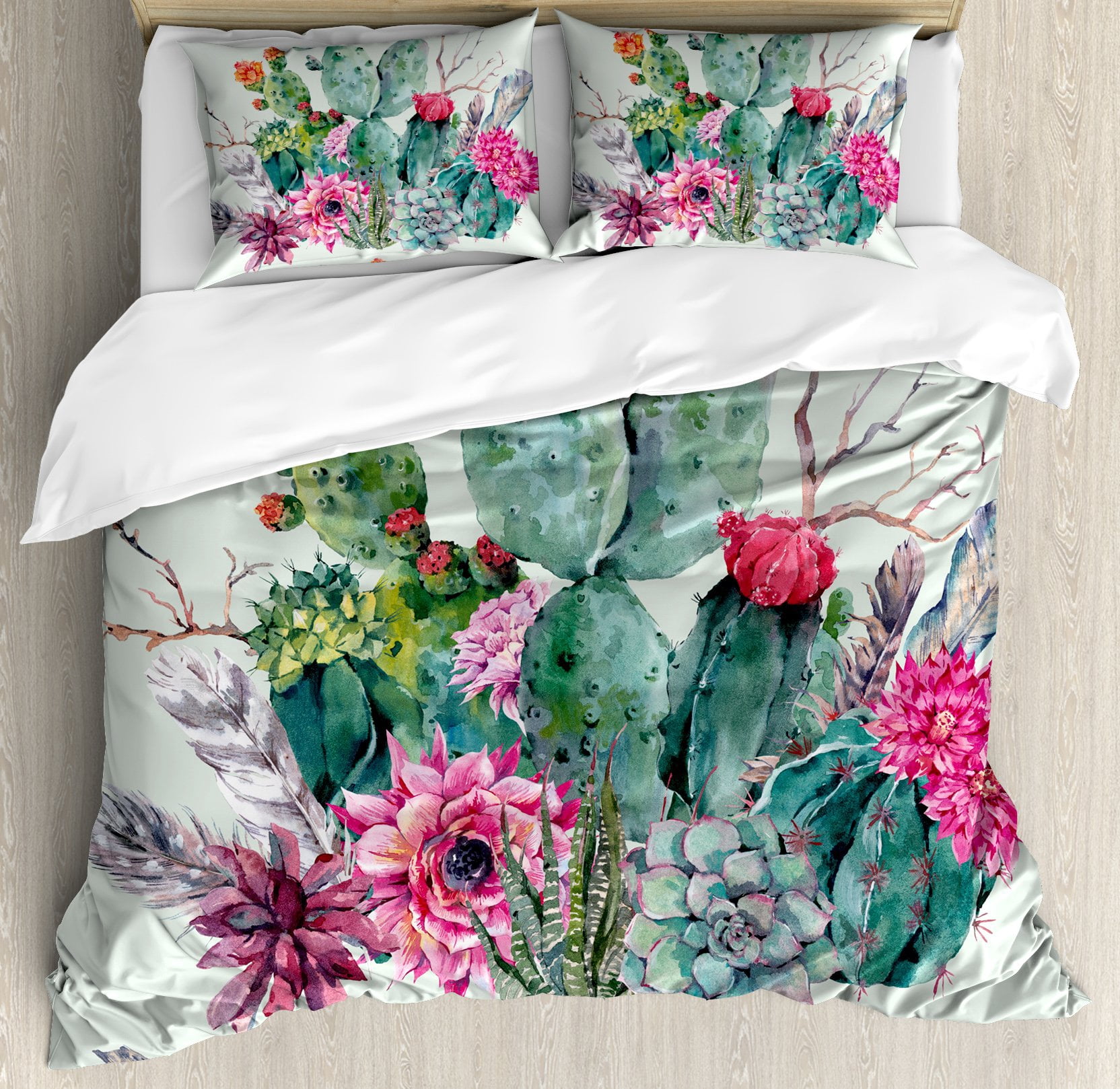 Succulent Green Plant Duvet Cover Tropical Botanical Comforter Cover ...