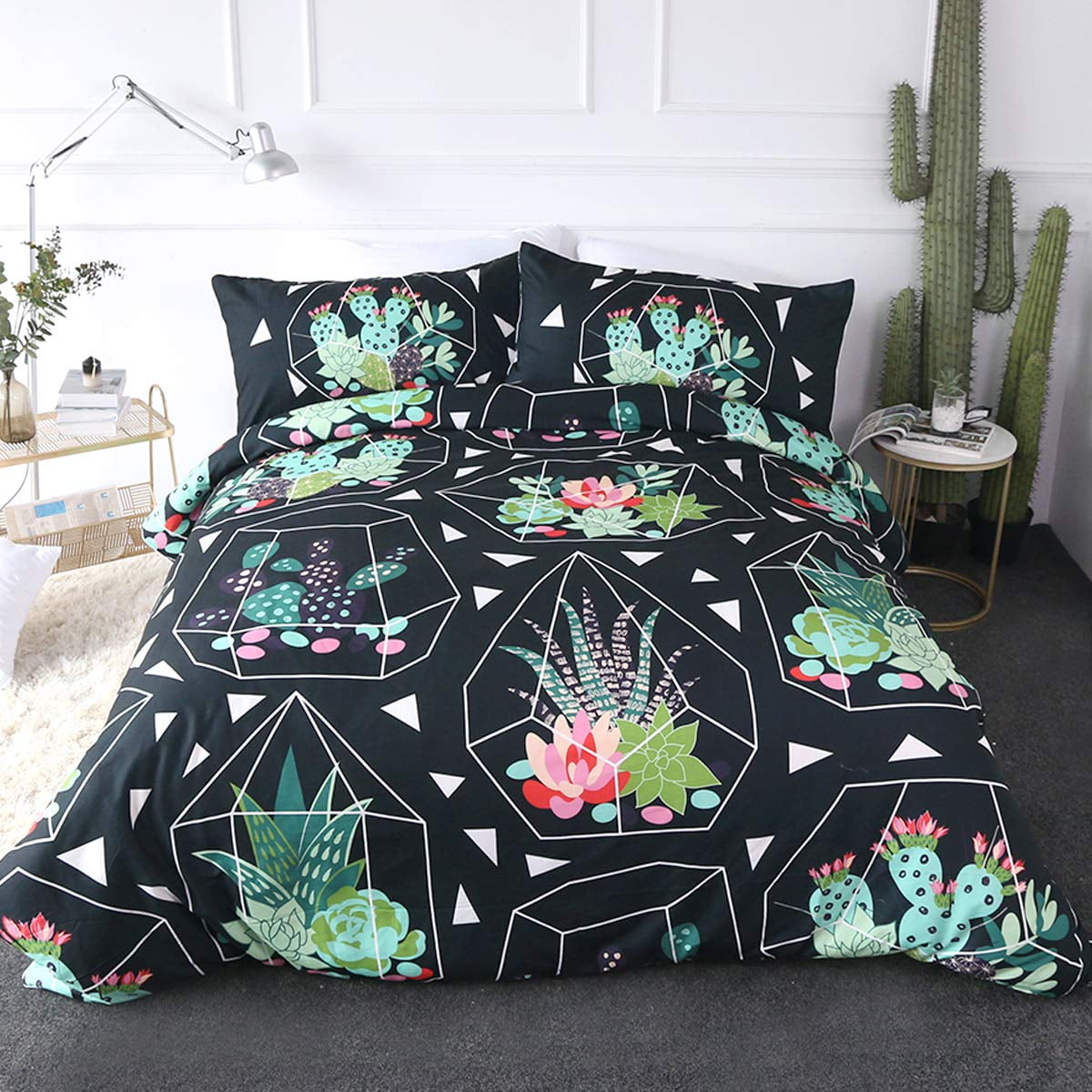 Succulent Green Plant Duvet Cover Tropical Botanical Comforter Cover ...