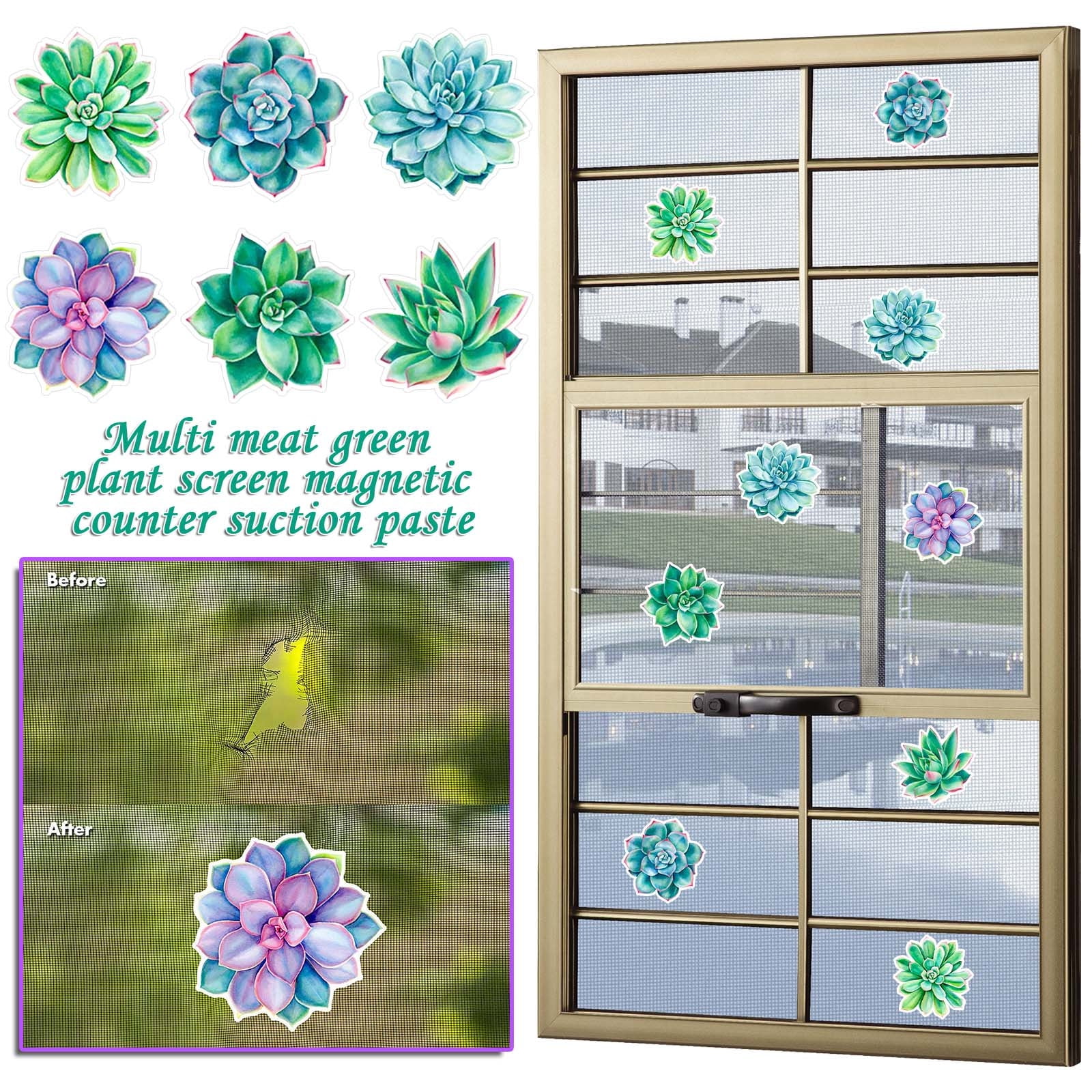 Succulent Green Plant Screen Window Magnetic Pair Suction Paste Screen ...