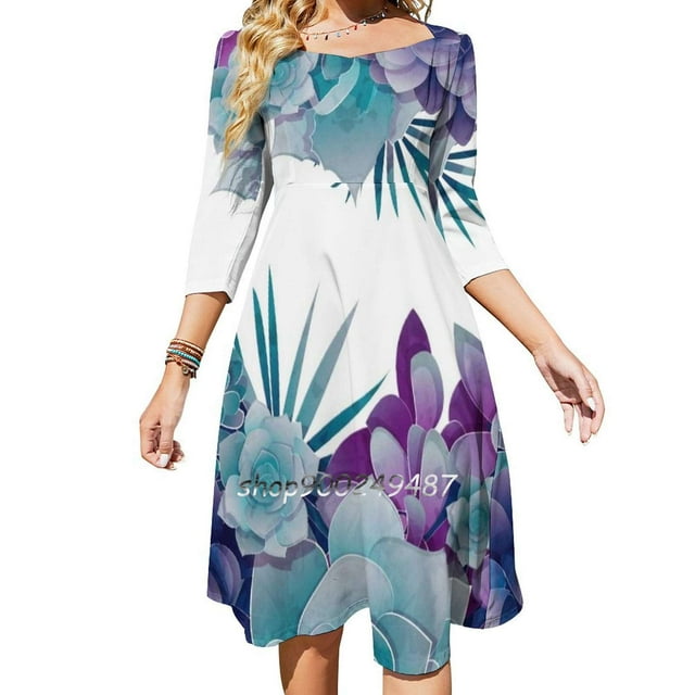 Succulent Love Ii Square Neck Dress New Plus Size Elegant Women Waist