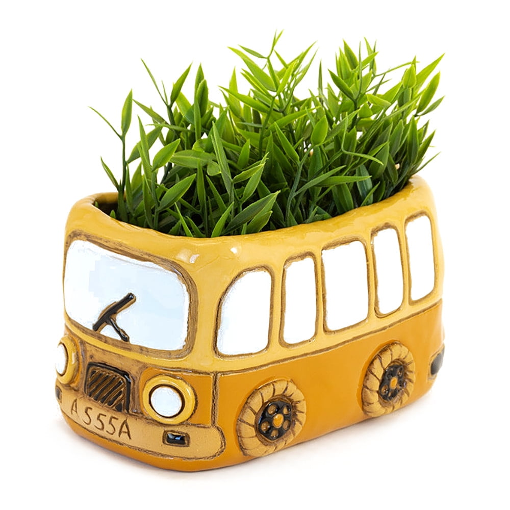 Succulent Planter Bus Decorative Clay Planter (Orange) 7.9" (20 cm ...