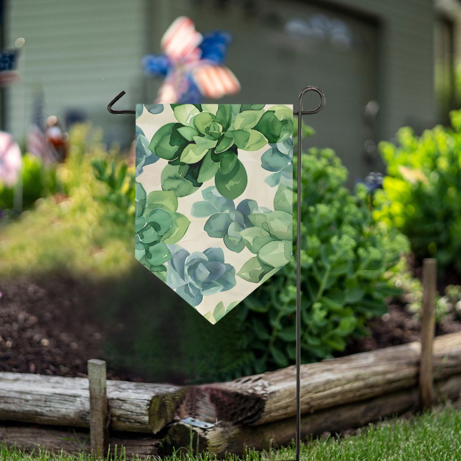 Succulent Plants Flowers Garden Flag 18" x 12.5" Double Sided Yard Lawn ...