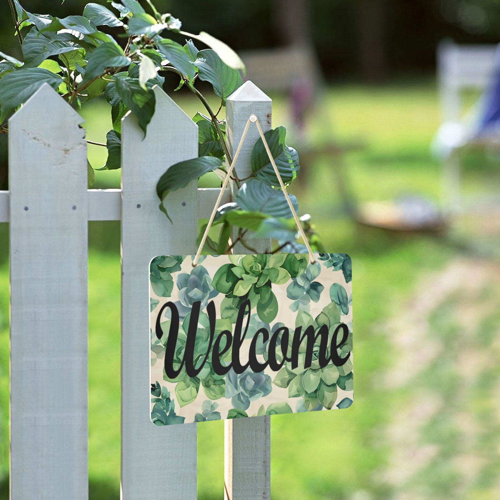Succulent Plants Flowers Welcome Sign for Front Door Porch Wreath Door ...