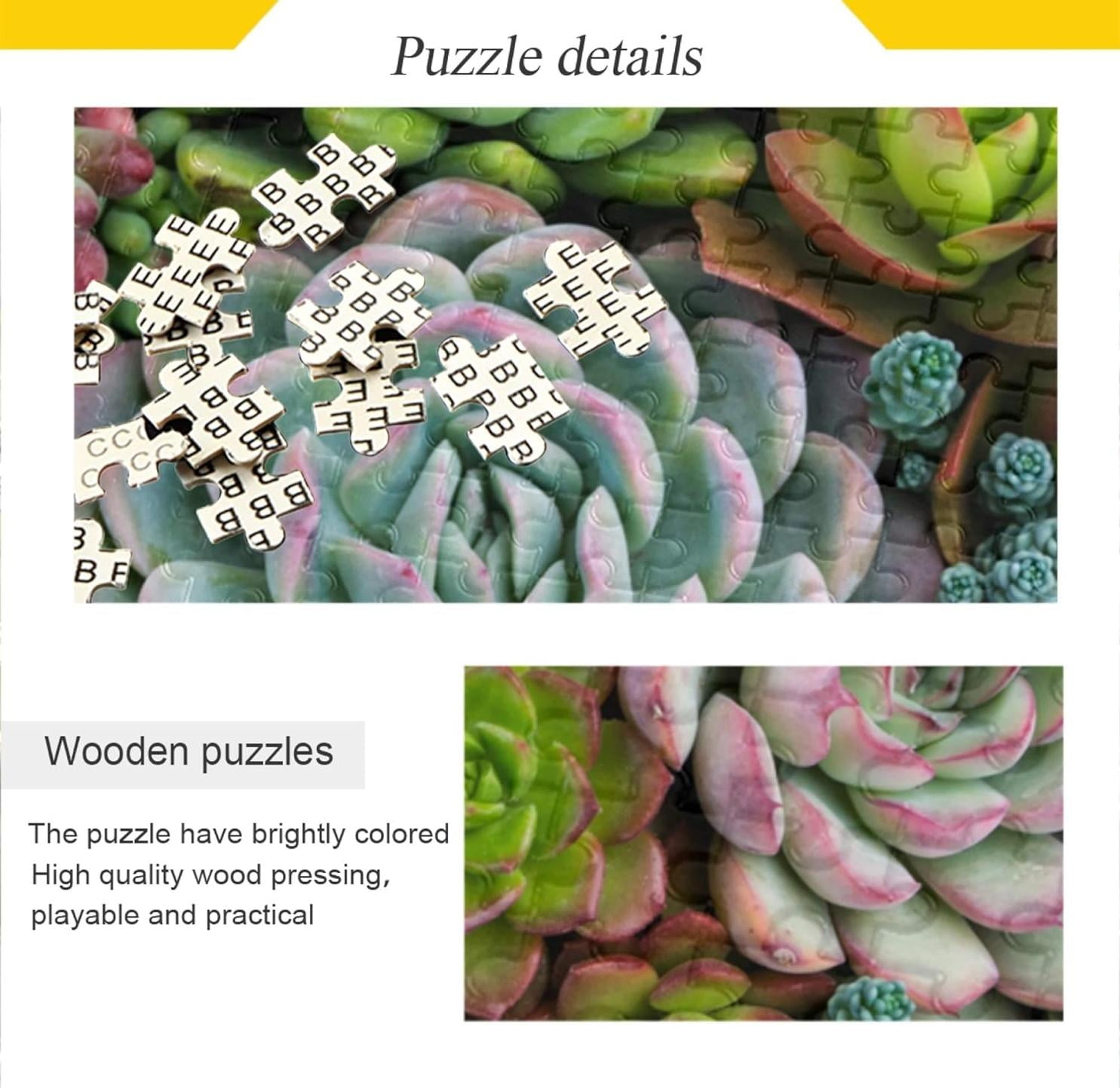 Succulent Plants Puzzle Wooden Jigsaw Puzzle 500 1000 Piece Easy to ...