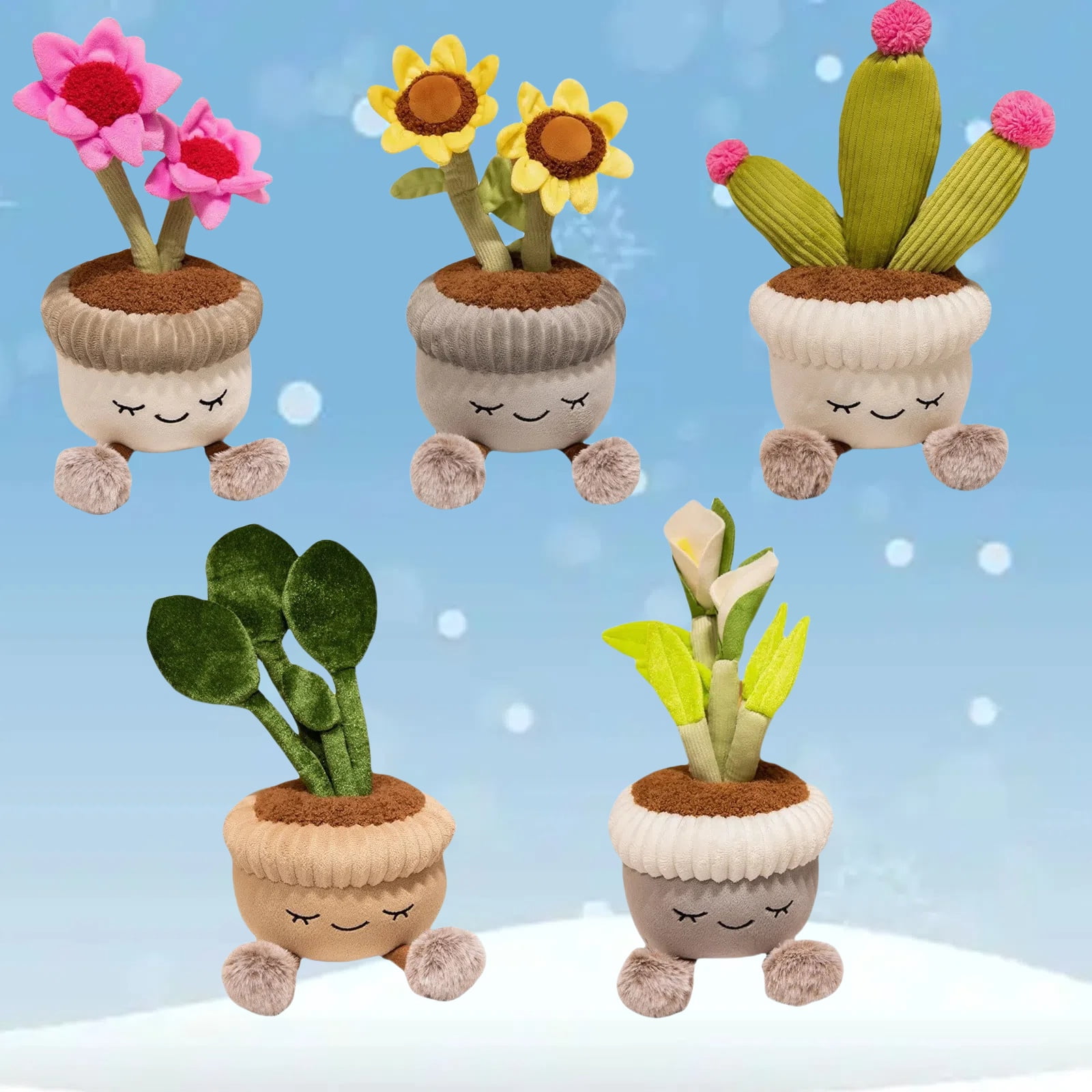 Succulent Plush Toy Potted Plants, Realistic Stuffed Soft Plush Doll ...