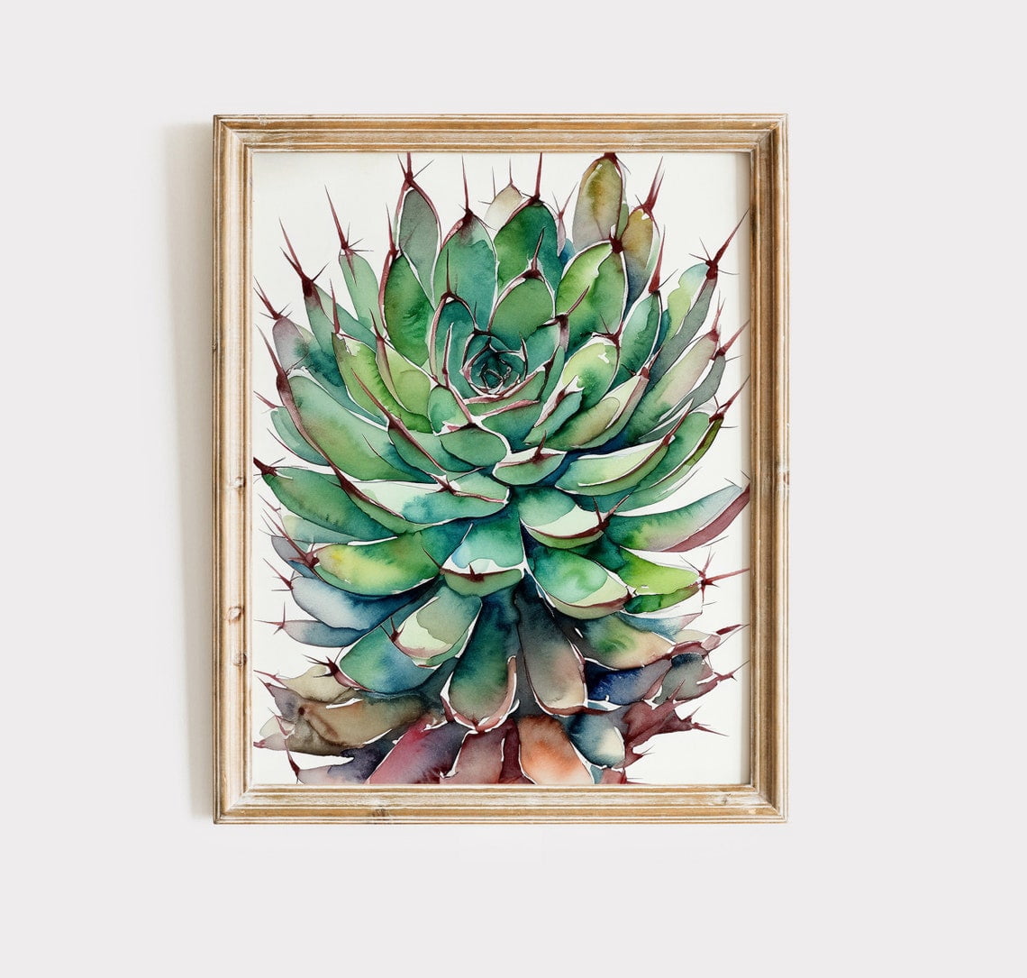Succulent Poster Painting Plant Watercolor Succulent Gift Wall Art ...