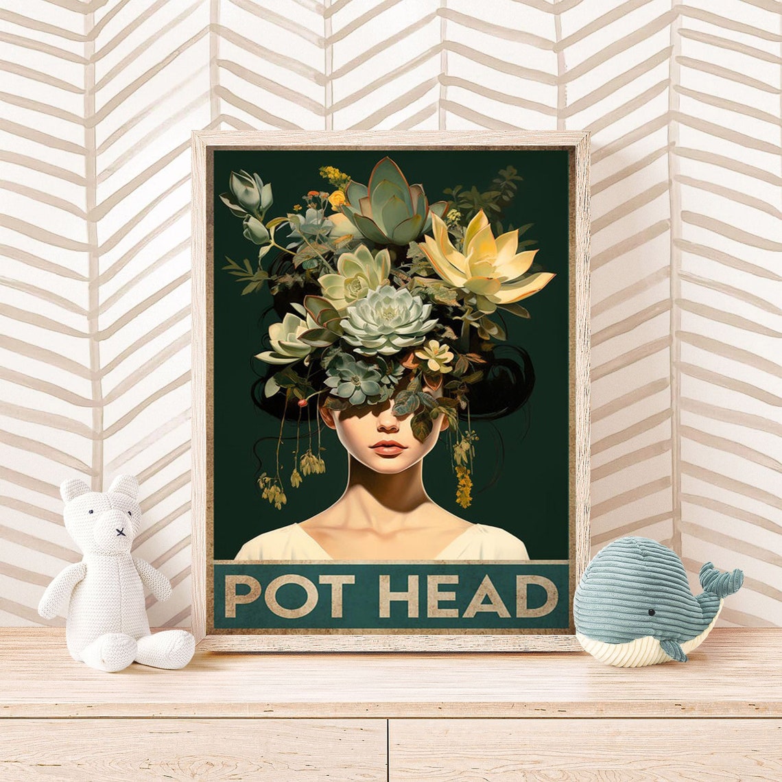 Succulent Pot Head Vintage Flower Girl Vintage Mental Health Beautiful ...