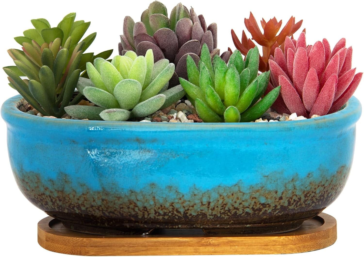Succulent Pots, 7.9 Inch Long Rectangular Succulent Planters with ...