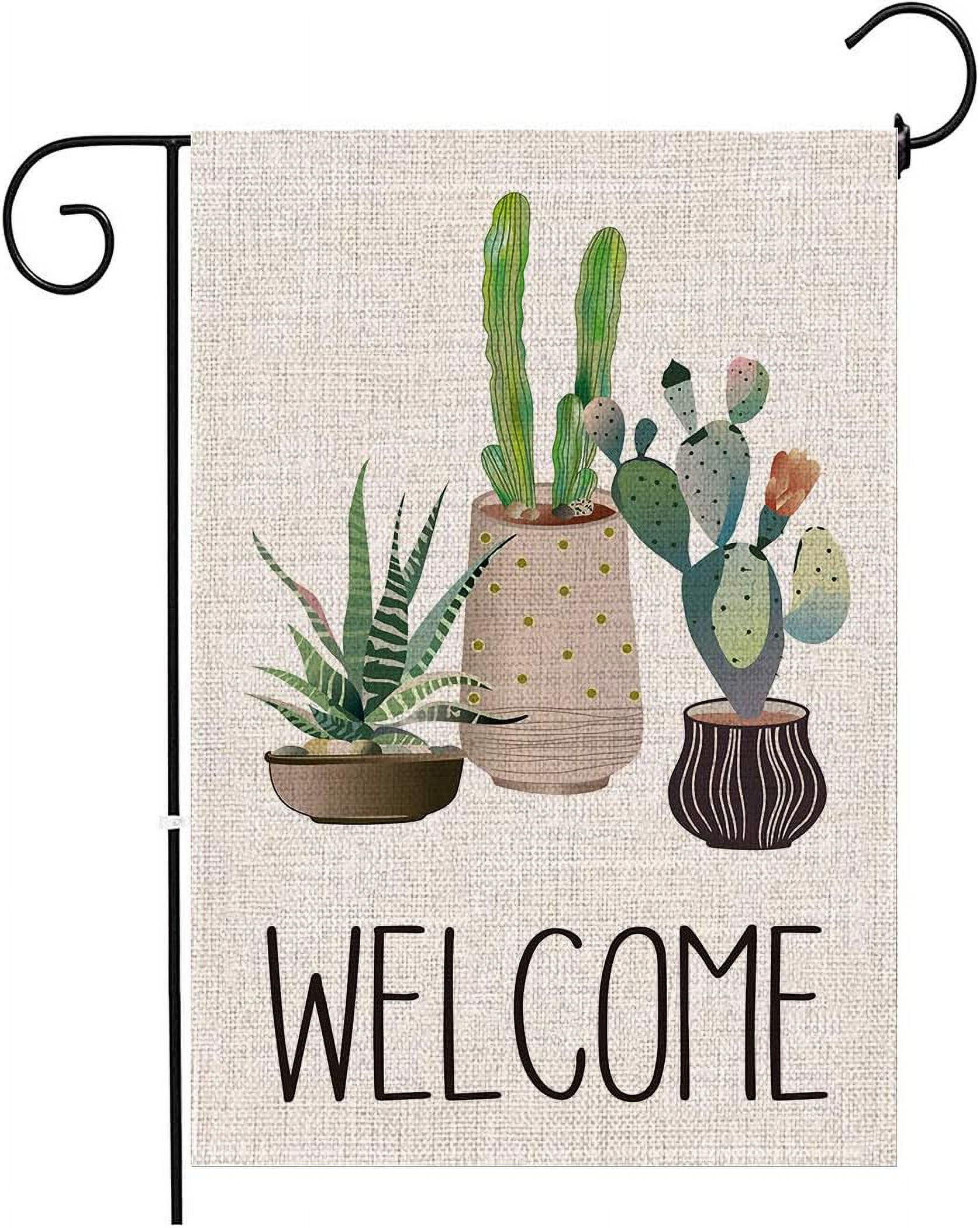 Succulent Potted Plant Welcome Garden Flag Double Sided, Spring Summer ...