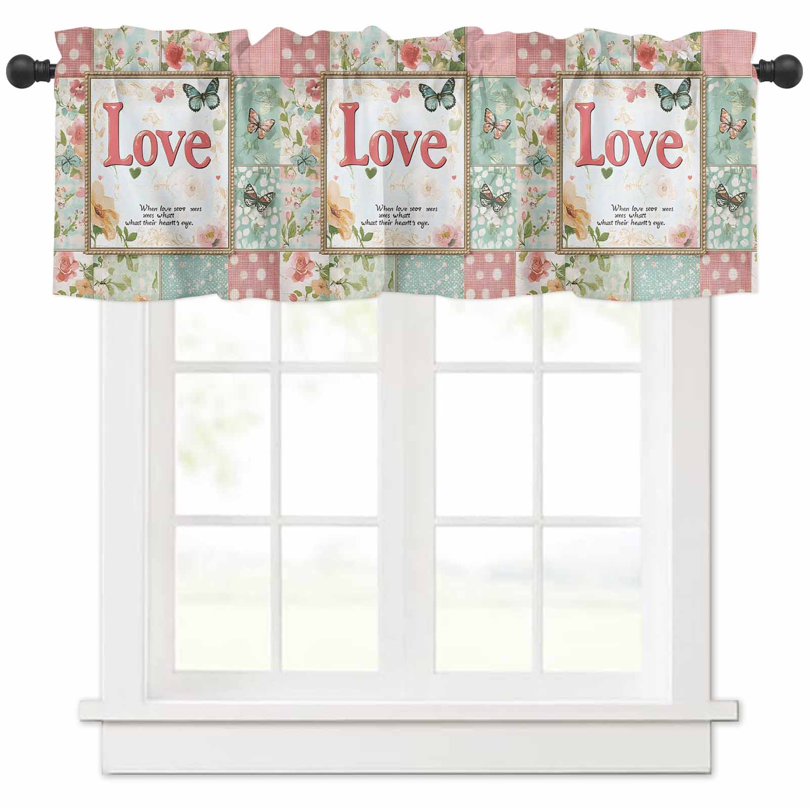 Succulent Valances for Windows Farmhouse Kitchen Curtains Valances Rod ...