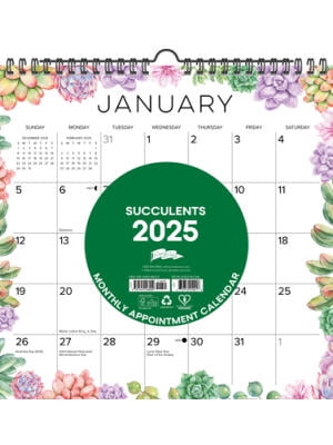 Succulents 2025 12 X 12 Spiral Wall Calendar - Walmart.com