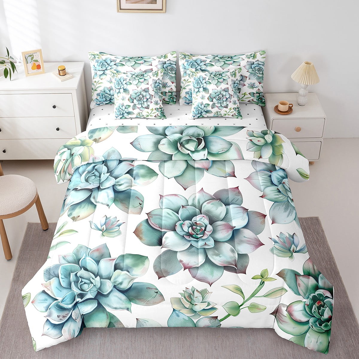 Succulents Bedding Set Exotic Flower Bed In A Bag,Tropical Botanical ...