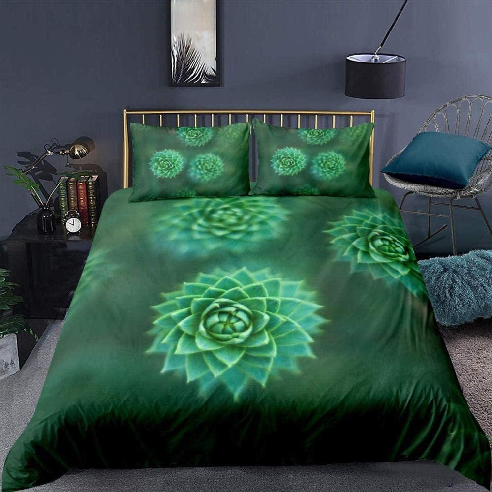 Succulents Bedding Set Exotic Flower Duvet Cover Twin Size For Kids ...