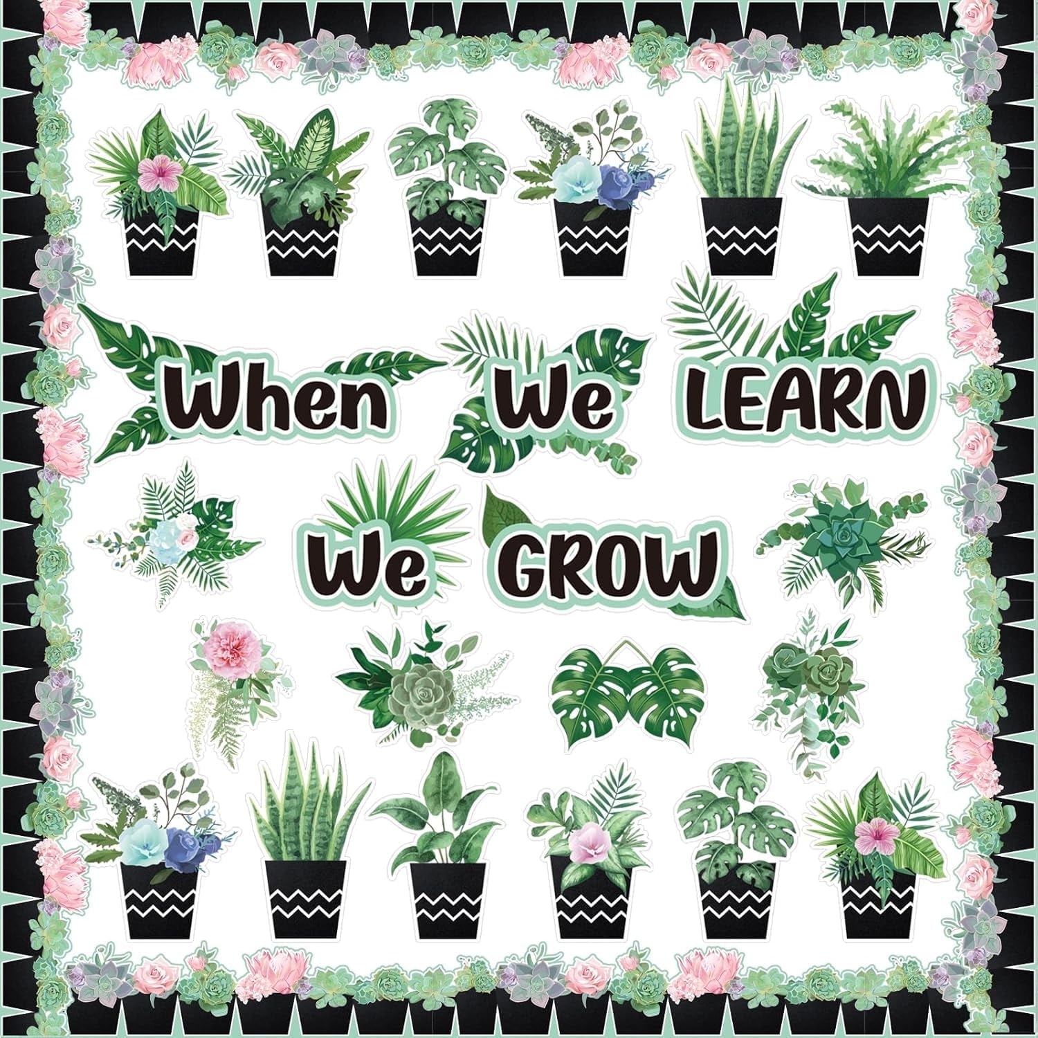 Succulents Plant Potted Bulletin Board Decorations, When We Learn We ...