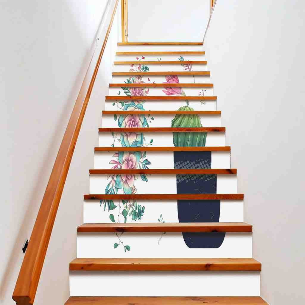 Succulents Stair Stickers Green Garden Plants Stairs Riser Decals Self ...
