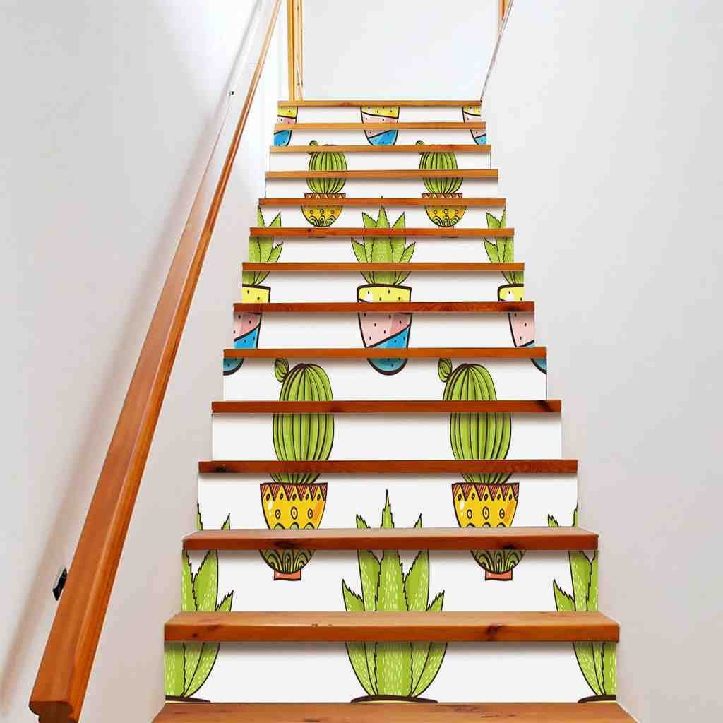 Succulents Stair Stickers Green Garden Plants Stairs Riser Decals Self ...