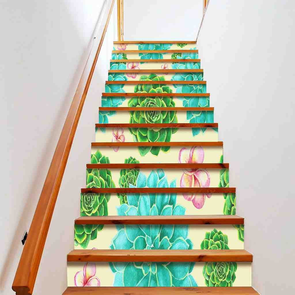 Succulents Stair Stickers Green Garden Plants Stairs Riser Decals Self ...