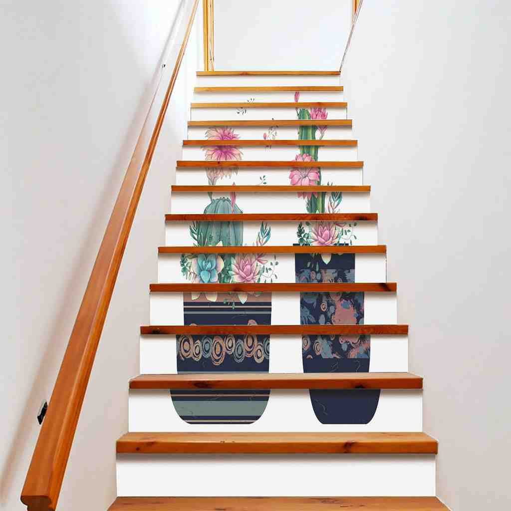Succulents Stair Stickers Green Garden Plants Stairs Riser Decals Self ...