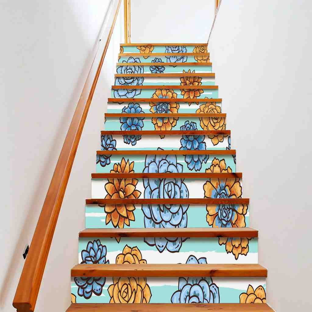 Succulents Stair Stickers Green Garden Plants Stairs Riser Decals Self ...