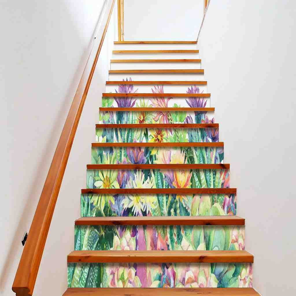 Succulents Stair Stickers Green Garden Plants Stairs Riser Decals Self ...