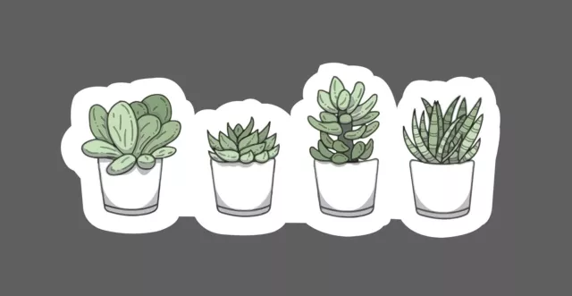 Succulents Sticker Plants Waterproof Sticker Phone Decal Water Bottle ...