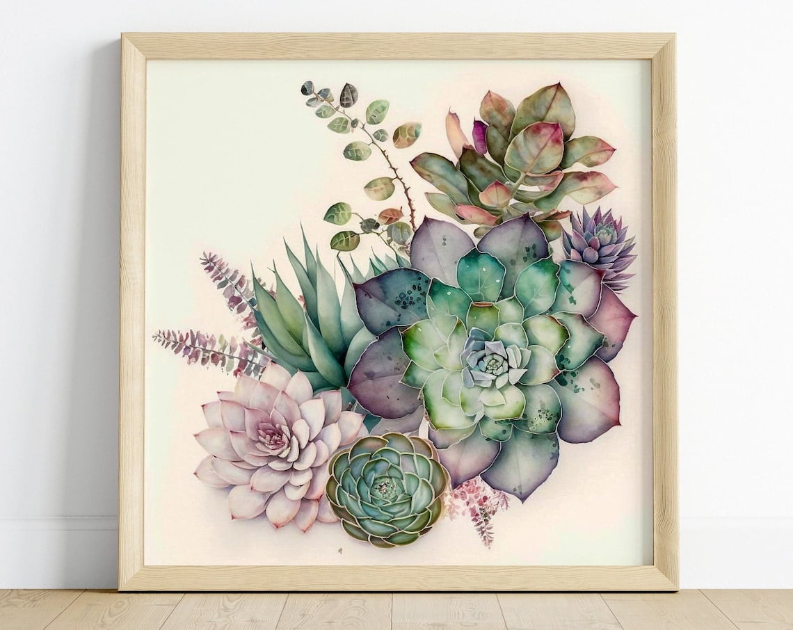 Succulents Wall Art Print Colourful Botanical Boho Housewarming Gift ...