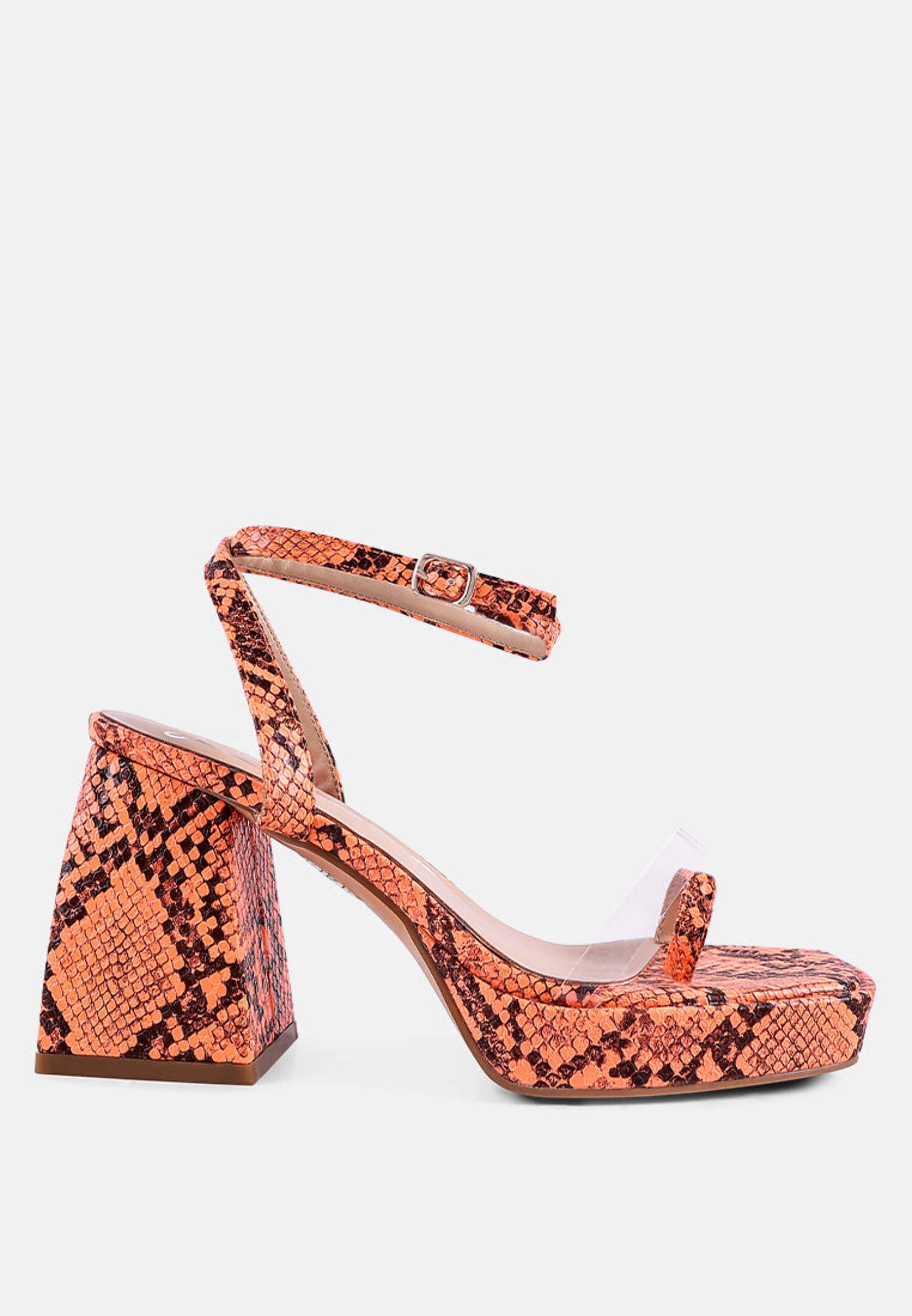 Such Flirt Snake Print Triangular Block Heel Sandals - Walmart.com