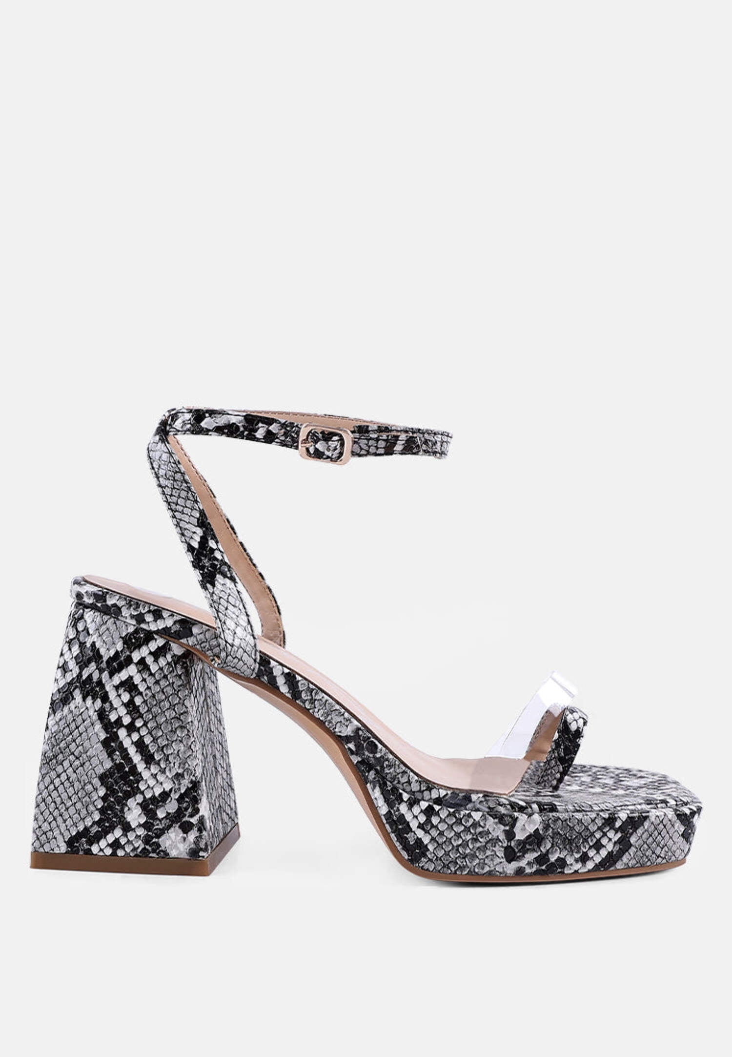 Such Flirt Snake Print Triangular Block Heel Sandals - Walmart.com