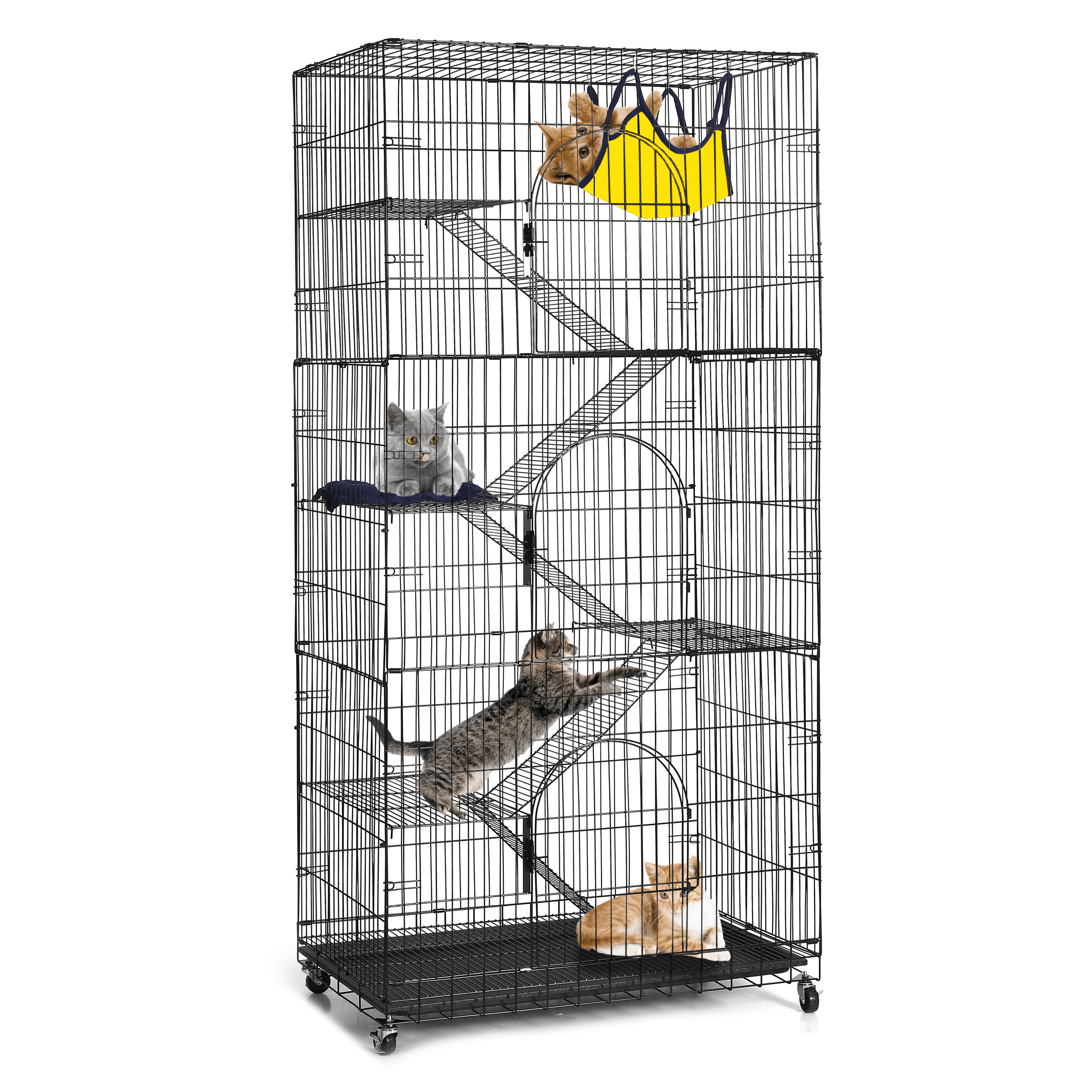 Suchown 6-Tier Cat Cage Large 77" Cat Kennels Indoor Metal Wire Cat ...
