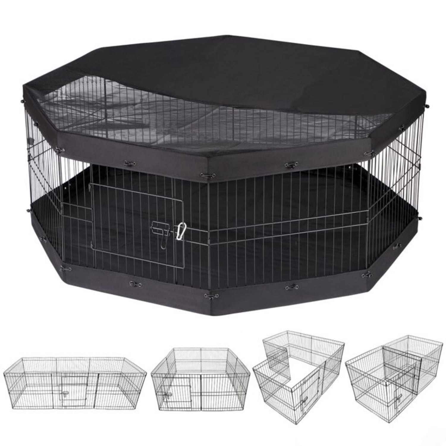 Suchown Foldable Pet Playpen - 24'' High 8 Panel Metal Dog Yard, Puppy ...