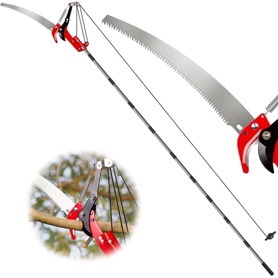 Suchtale Manual Pole Pruner Saw 14ft Extendable Tree Trimmer with Steel ...