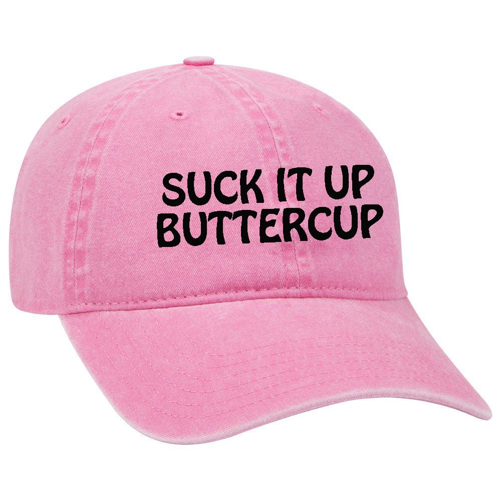 Suck It Up Buttercup Washed Pigment 6 Panel Twill Baseball Cap, Azalea ...