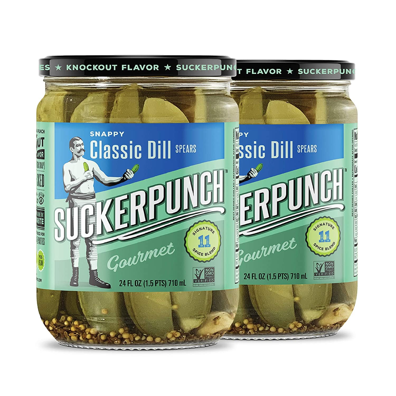 SuckerPunch Gourmet Classic Dill Pickle Spears 24 ounces,Pack of 6 ...