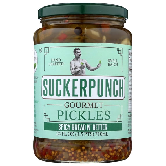 Suckerpunch Spicy Bread N' Better Gourmet Pickles, 24 Fl Oz , Pack Of 6 ...