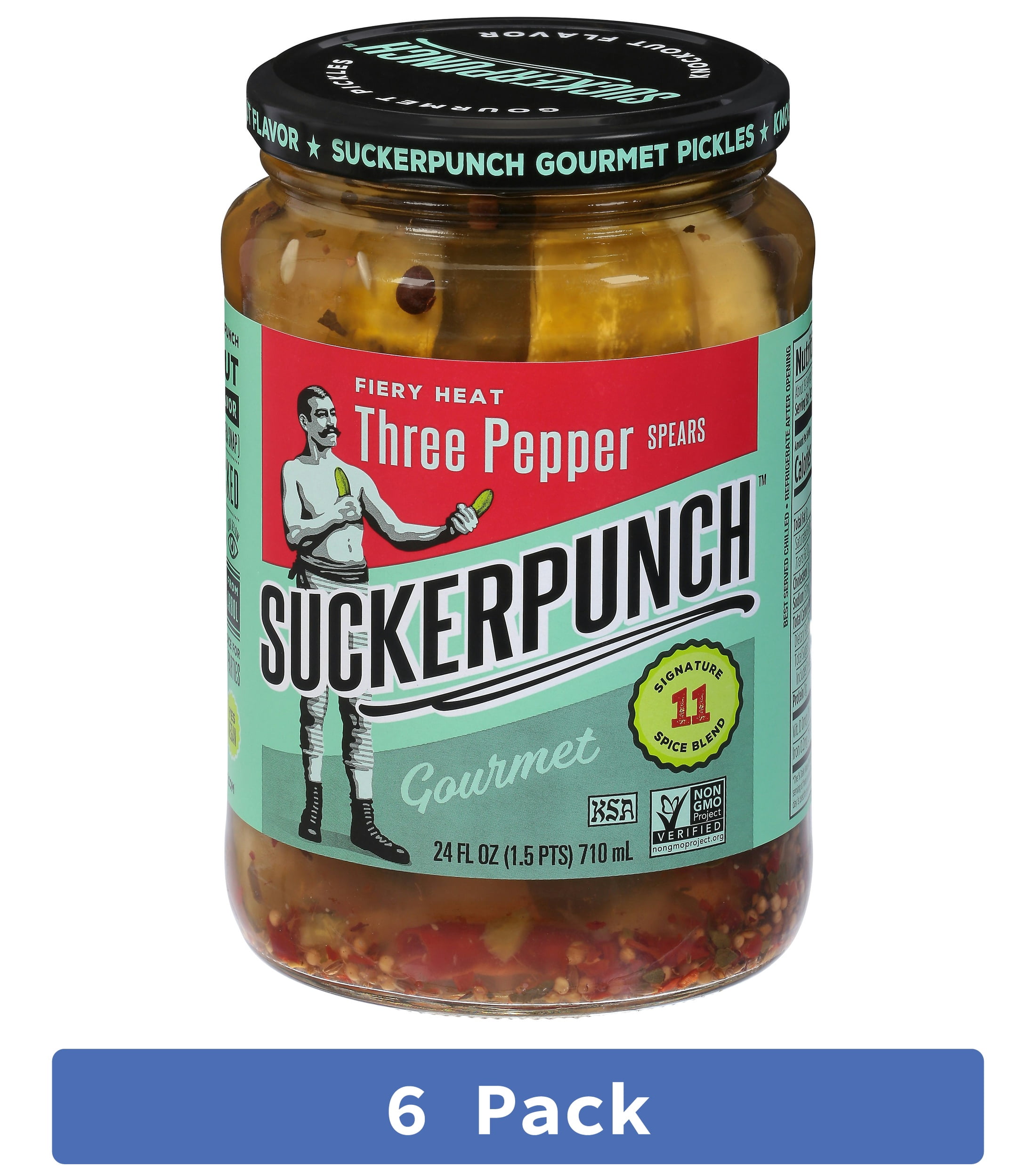 Suckerpunch Three Pepper Fire Pickle Spears 24 oz (Pack Of 6) - Walmart.com